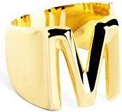 Singularu Bague personnalisée Letter Signet. Solide et ajustable. Laiton avec finition plaqué or 18Kt. Taille unique. Bijoux pour femme. Lettre M