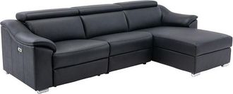 Vente-Unique Vente-unique - Canap&eacute; dangle relax &eacute;lectrique en cuir sup&eacute;rieur noir pedrera - Angle droit