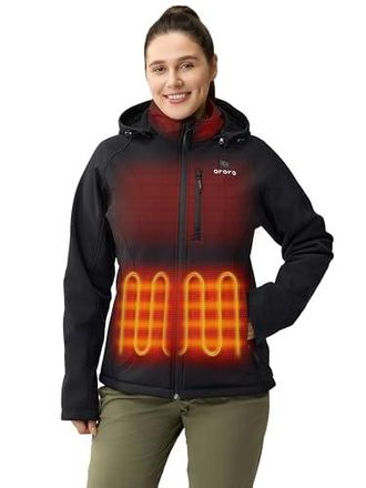 Ororo Veste Chauffant Femme avec Col Chauffant, 4 Zones Chauffantes avec Batterie Incluse - Chargeur Non Inclus (Noir Neutre, L)