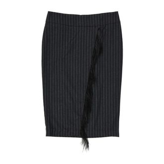 Brunello Cucinelli Gestreifter Wollrock mit Frontschlitz - - Skirts - Damen - Grau - S