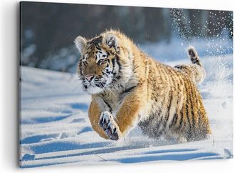 Arttor Wandbilder Dekoration Wohnzimmer tiger tier Bilder auf Leinwand 120x80cm Leinwandbild mit Rahmen Schlafzimmer Küche Deko Wand Kunstdruck Art Groß XXL 