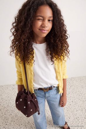 Trendyol KIDS M&auml;dchen Gelb Einfarbig Lang, Tailliert Cardigans