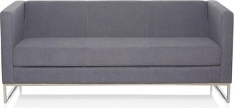hjh OFFICE 713503 Lounge Sofa Barbados Stoff Grau Moderne 3-Sitzer Couch für höchsten Sitzkomfort