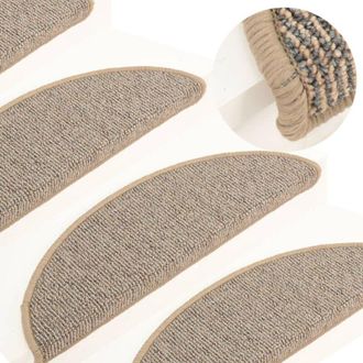 vidaXL Vidaxl - Tapis descalier 15 pi&egrave;ces 56 x 17 x 3 cm Marron Demi-rond