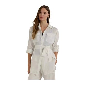 Ralph Lauren Femme, Blouses et Chemises, Blanc, Taille: 36 FR Chemise en lin avec ceinture