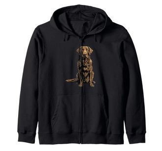 Whyitsme Design Braune, flach beschichtete Retriever-Hunde-Illustration Kapuzenjacke