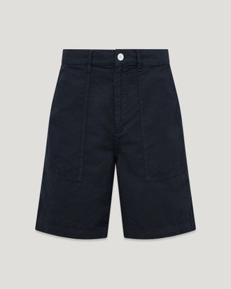 Belstaff Short Maritime Pour Homme Garment Dye Cotton Linen Bleu Encre Fonc&eacute; 30