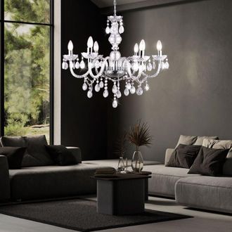 ETC Shop LED Kronleuchter Decken- Hänge- Pendel- Lampe Design Leuchte Wohn- Ess- Zimmer Luster Lüster Beleuchtung Kristall-Dekor