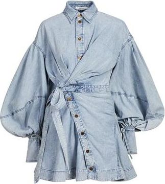 Zimmermann D&eacute;fil&eacute; Mini robe portefeuille en denim de coton Rebellion