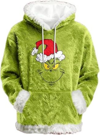 Generic Le Grinch Sweat A Capuche Femme Sweatshirts Adulte Sweet Pilou Noël Christmas Costume Pull Polaire Deguisement Vetement Hiver The Pulls Moche Pyjama N