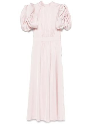 Rotate robe mi-longue à manches bouffantes - Rose