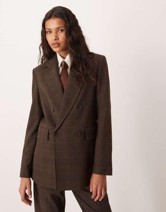 Mango Klimt - Ensemble 3 pi&egrave;ces avec blazer classique - Marron &agrave; carreaux-Brown