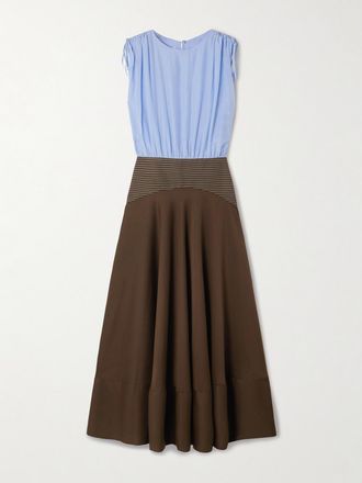 Abadia Nuri Midikleid Aus Einer Baumwoll-seidenmischung Mit Streifen Und Cr&ecirc;pe - Metallic