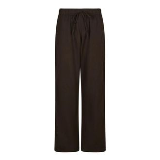 Neo Noir Femme, Pantalons, Brun, Taille: 40 FR Pantalon en lin d&eacute;contract&eacute; - Marron fonc&eacute;