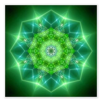 Posterlounge Mandala - Heilstrom Poster von Dolphins DreamDesign 30 x 30 cm Gr&uuml;n Wandbilder Wanddeko