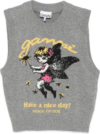 Ganni Femme, Pulls, Gris, Taille: 38 FR Pull sans manches