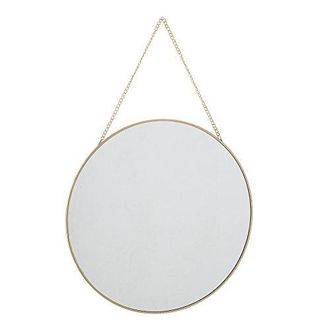 Bloomingville Sibal Spiegel mit Kette aus Metall in der Farbe Gold mit einem Durchmesser von 38cm, 82040643