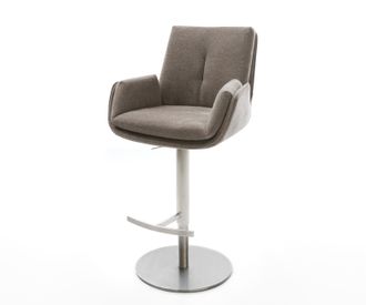 DELIFE Barstuhl Clea-Flex Strukturstoff Soft Taupe Drehfu&szlig; h&ouml;henverstellbar Edelstahl Silberfarben, Barst&uuml;hle