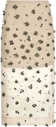 Liu Jo Femme, Jupes, Beige, Taille: S Jupe midi en tulle avec broderies florales
