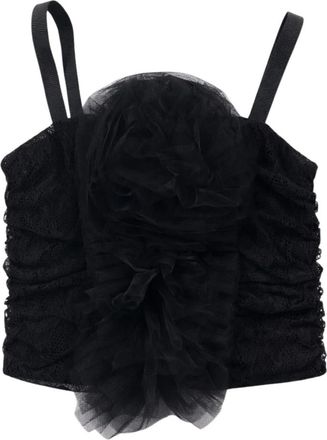 Patrizia Pepe Femme, Tops, Noir, Taille: 40 FR Top Court Effet Dentelle