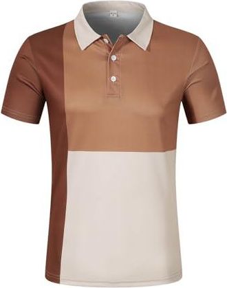 Generic Polo pour homme - Manches courtes - Tendance - Couleur contrast&eacute;e, kaki, XXL