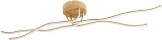 Eglo LED Deckenleuchte Roncade 2, wellenförmige Deckenlampe, Wohnzimmerlampe aus Metall in Heller Holz-Optik, Lampe Wohnzimmer warmweiß, 110 cm