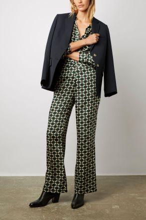 Gerard Darel Pantalon fluide imprim&eacute; g&eacute;om&eacute;trique - ERICA - Vert