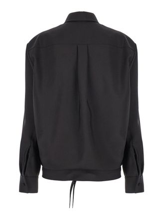 Valentino Womens Black Shirt With Hidden Closure Wool Blend Blouses