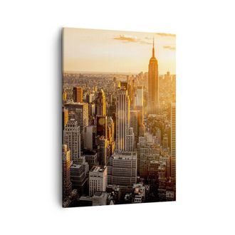 Arttor Bilder auf Leinwand New York Wolkenkratzer Manhattan Leinwandbild mit Rahmen 50x70cm Wandbilder Dekoration Wohnzimmer Schlafzimmer K&uuml;che Deko Gro&szlig; Wan
