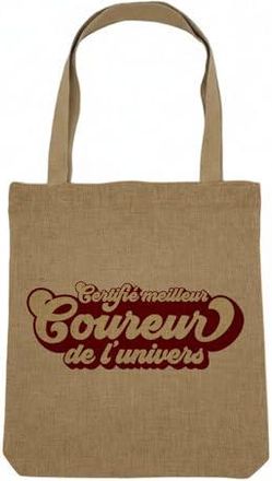Fabulous Sac Shopping Tote Bag Aspect Lin - Certifi&eacute; meilleur Coureur de lunivers Course &agrave; Pied V&eacute;lo Marathon - Sac de Courses Toile Epaisse 360g Beige Naturel