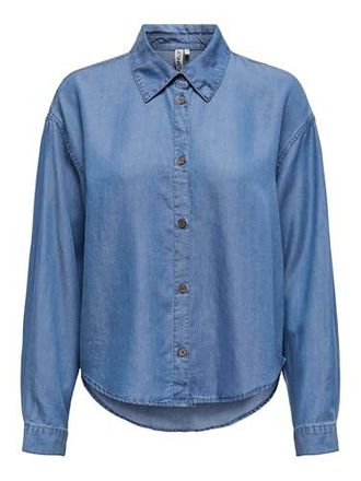 Only Onlcharis Life Ls Shirt CC WVN Blouse, Denim Bleu m&eacute;dium, L Femmes