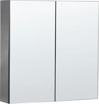 Beliani Beliani - Bad Spiegelschrank Schwarz Sperrplatte 1 t&uuml;rig 60 x 60 cm mit F&auml;chern Wandeinbau Modern Trendy Badezimmer M&ouml;bel