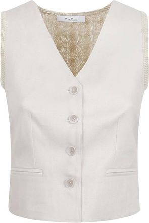 Max Mara Femme, Vestes, Beige, Taille: 38 FR Calibri Linen Waistcoat