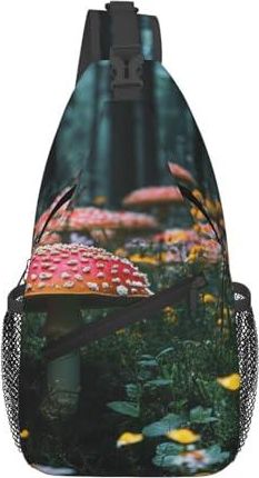 Generic Sac &agrave; dos &agrave; bandouli&egrave;re pour homme Motif champignon rouge et fleurs jaunes