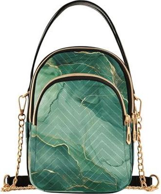 Mnsruu Sac à bandoulière pour femme - Motif marbre vert - Sac à dos à bandoulière avec sangle réglable