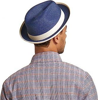 Dasmarca Chapeau Fedora dété pliable pour homme, bleu marine, Taille S
