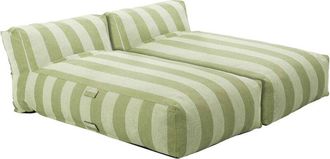 Oviala Salon de jardin modulable avec 2 m&eacute;ridiennes ray&eacute;es vert cactus - Mixi