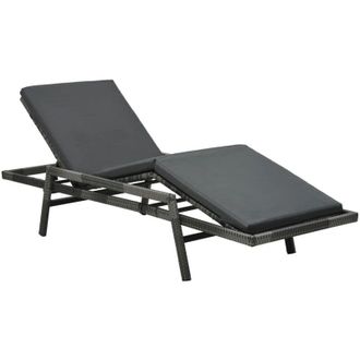 vidaXL Vidaxl - Chaise longue avec coussin R&eacute;sine tress&eacute;e Gris