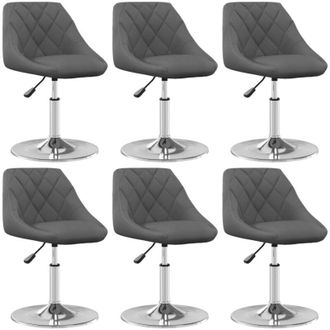 vidaXL Vidaxl - Esszimmerst&uuml;hle 6 Stk. Drehbar Dunkelgrau Samt