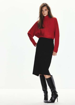 Mango Chemisier droit col montant rouge - Femme - XS - MANGO