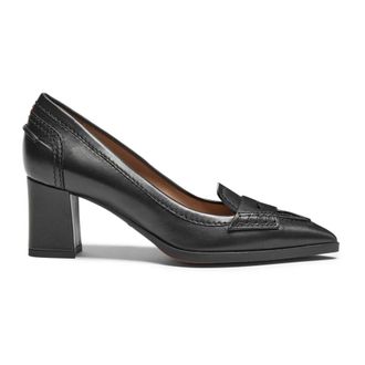 Santoni Escarpin en cuir &agrave; talon moyen - Femme - Chaussures - Noir - Taille: 39 1/2 EU