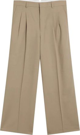 Ami Homme, Pantalons, Beige, Taille: 4XS Pantalon Large Taille Basse avec Deux Pinces