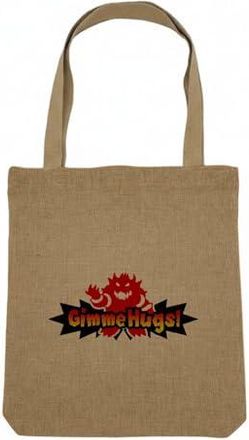 Fabulous Sac Shopping Tote Bag Aspect Lin - Gimme Hugs! Pixel Art Parodie Jeux Vid&eacute;o Retro Game - Sac de Courses Toile Epaisse 360g Beige Naturel Cabas Port&eacute; E