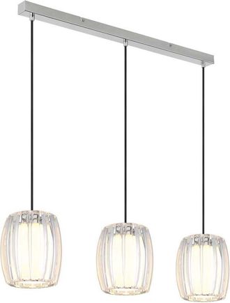 Globo Lighting Pendelleuchte Deckenleuchte H&auml;ngeleuchte verchromt Acryl klar Glas opal H 120 cm