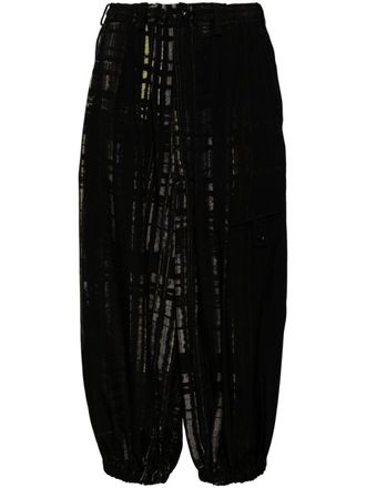 Yohji Yamamoto Karierte Tapered-Hose - Schwarz