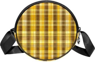 Generic Sac &agrave; bandouli&egrave;re Circle pour femme, petit sac &agrave; bandouli&egrave;re r&eacute;tro jaune avec fermeture &eacute;clair, bretelles r&eacute;glables, sac &agrave; main rond d&eacute;contract&eacute; pour 