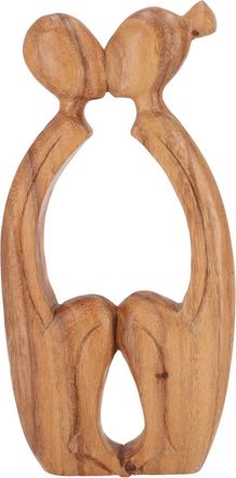 Guru Shop Holzfigur, Statue, Deko Objekt Feng Shui 30 cm - Paar/Hellbraun