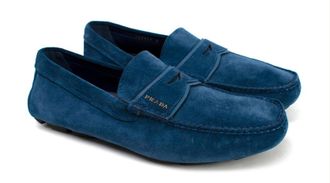 Prada Blue Suede Driving Loafers Size 40