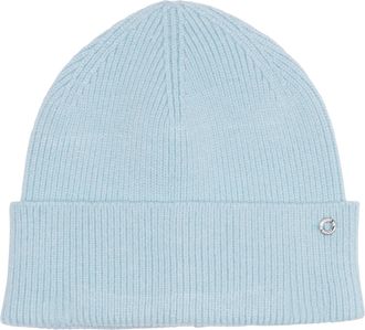 s.Oliver Gestrickte Beanie mit Umschlag und Logo-Detail