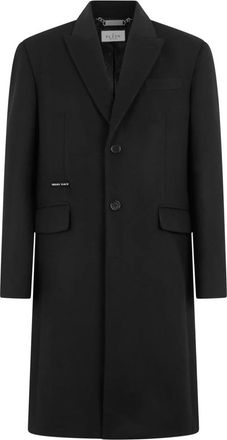 Philipp Plein Homme, Manteaux, Noir, Taille: 2XL Wool Coat Baroque Skull